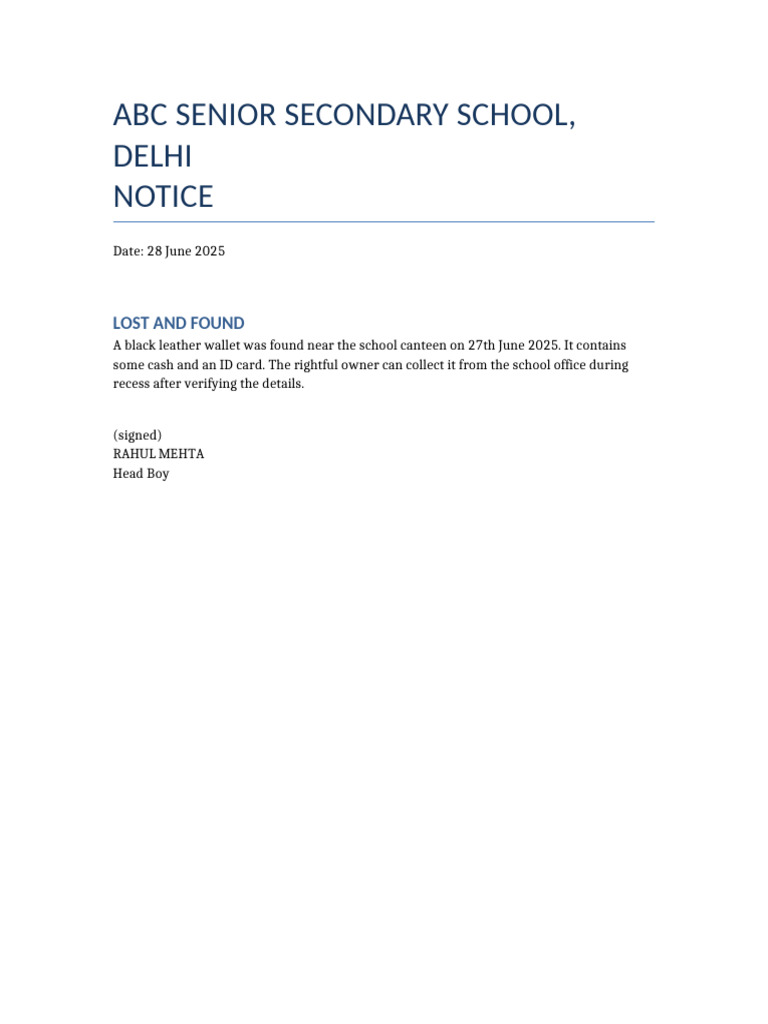 Notice Lost and Found | PDF