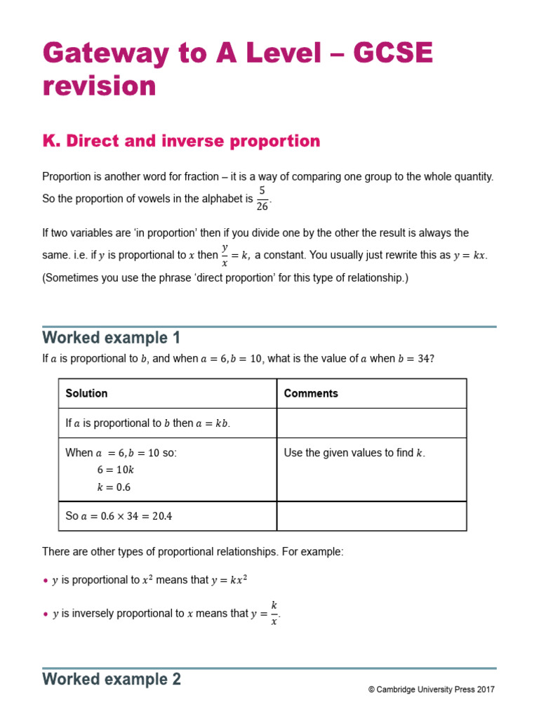K Direct and Indirect Proportions | PDF | Formula | Mathematics