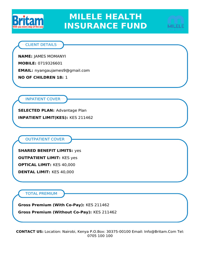 Milele Health Insurance Client Summary | PDF