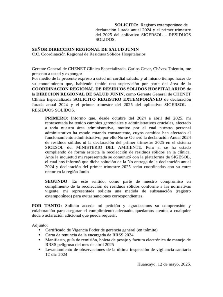 Solicitud Diresa - Final | PDF