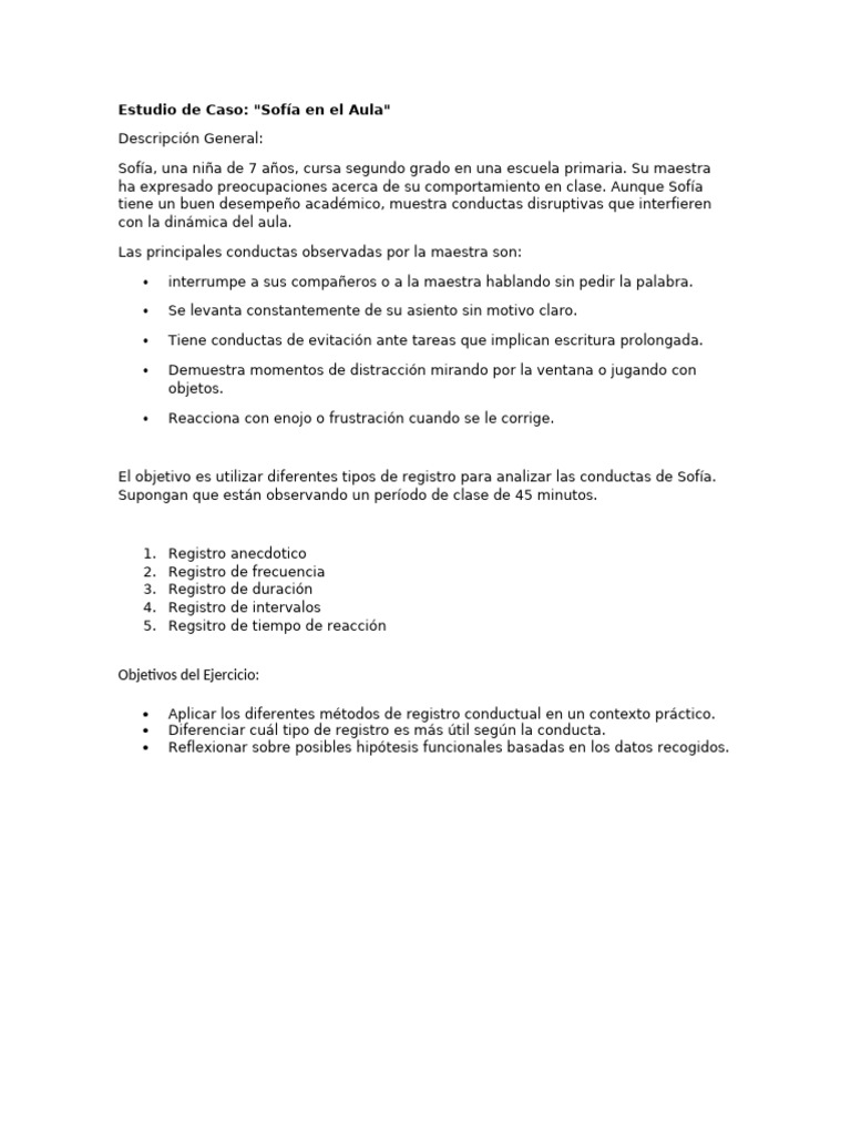 Estudio de Caso, Sofia en El Aula | PDF