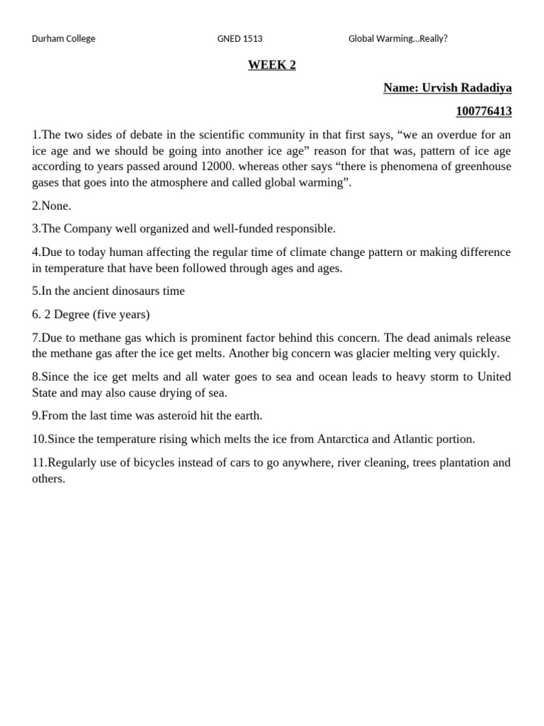 2HW-Climate Change Debate McDonald Qs | PDF