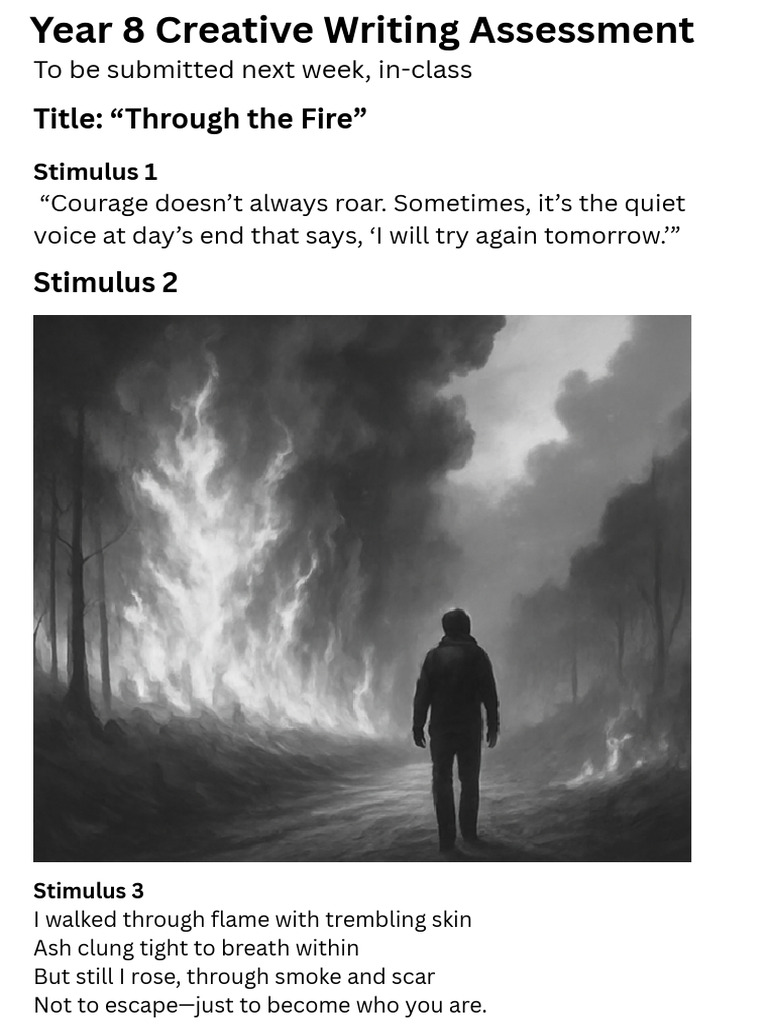 Year 8 Creative Writing Task | PDF