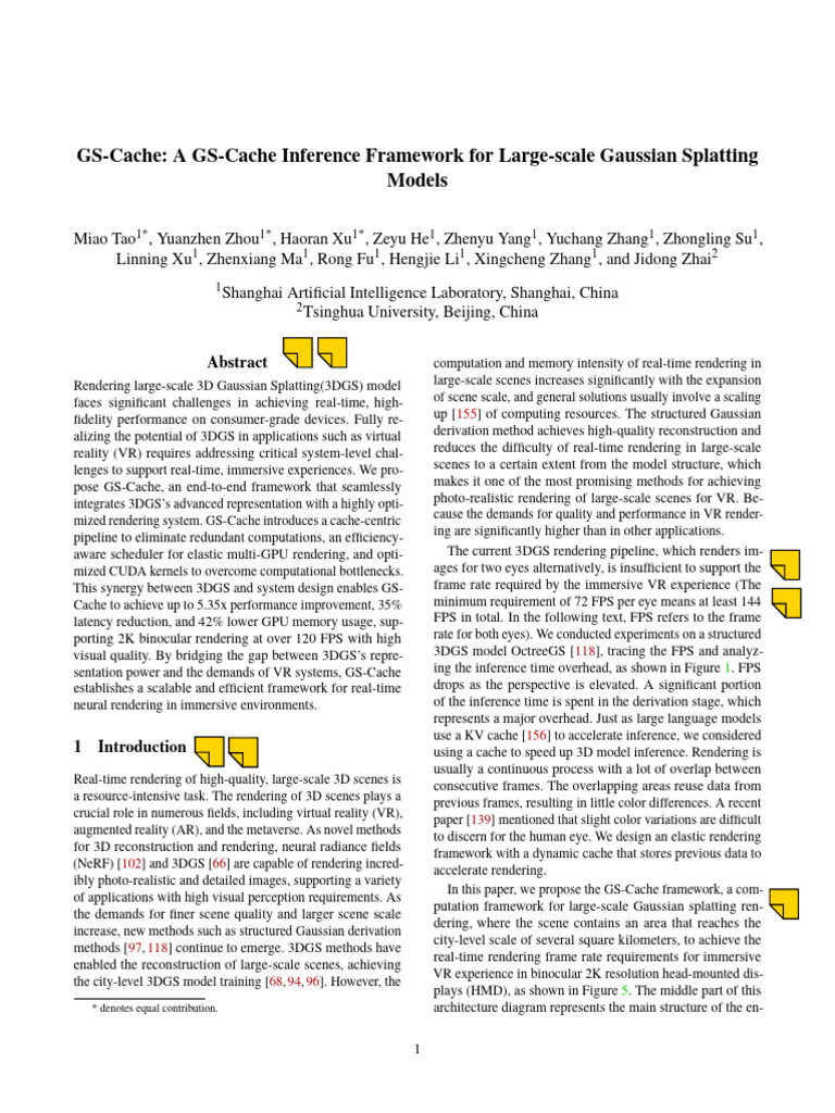 GS-Cache: Optimizing 3D Gaussian Splatting | PDF | Rendering (Computer ...