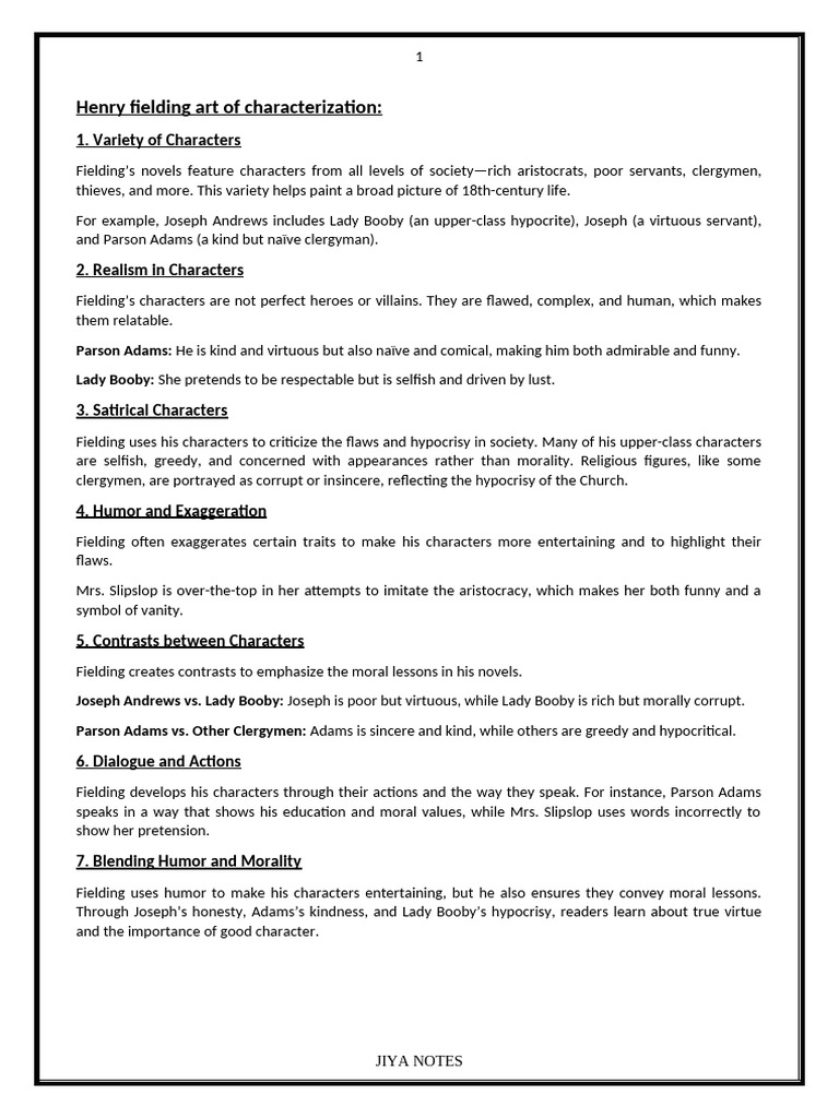 Fielding Art of Characterization | PDF