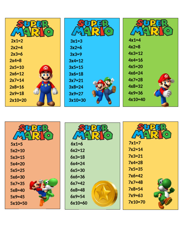 Tablas de Multiplicar Mario Bros | PDF