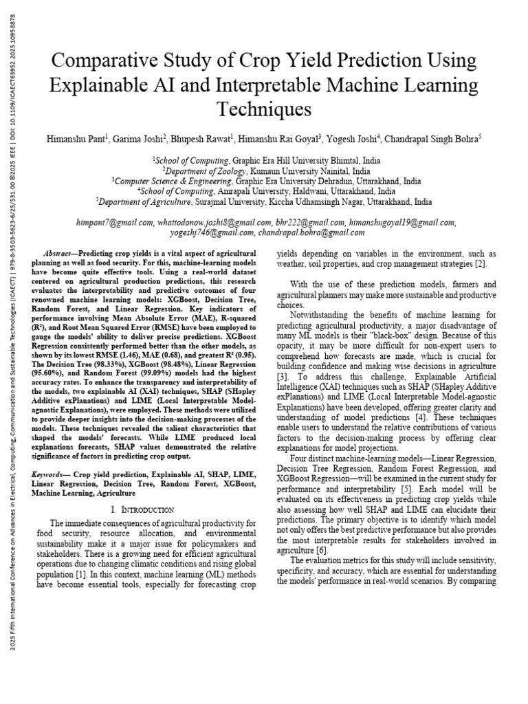 5 - Comparative Study of Crop Yield Prediction Using Explainable AI and ...