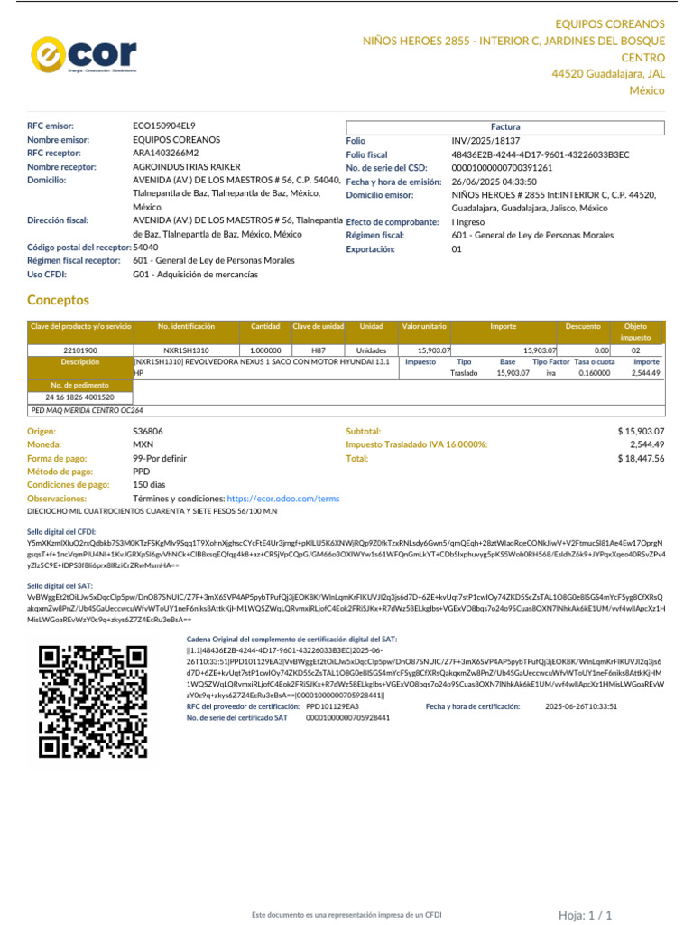 INV INV202518137 MX Invoice 4.0 | PDF | Economias