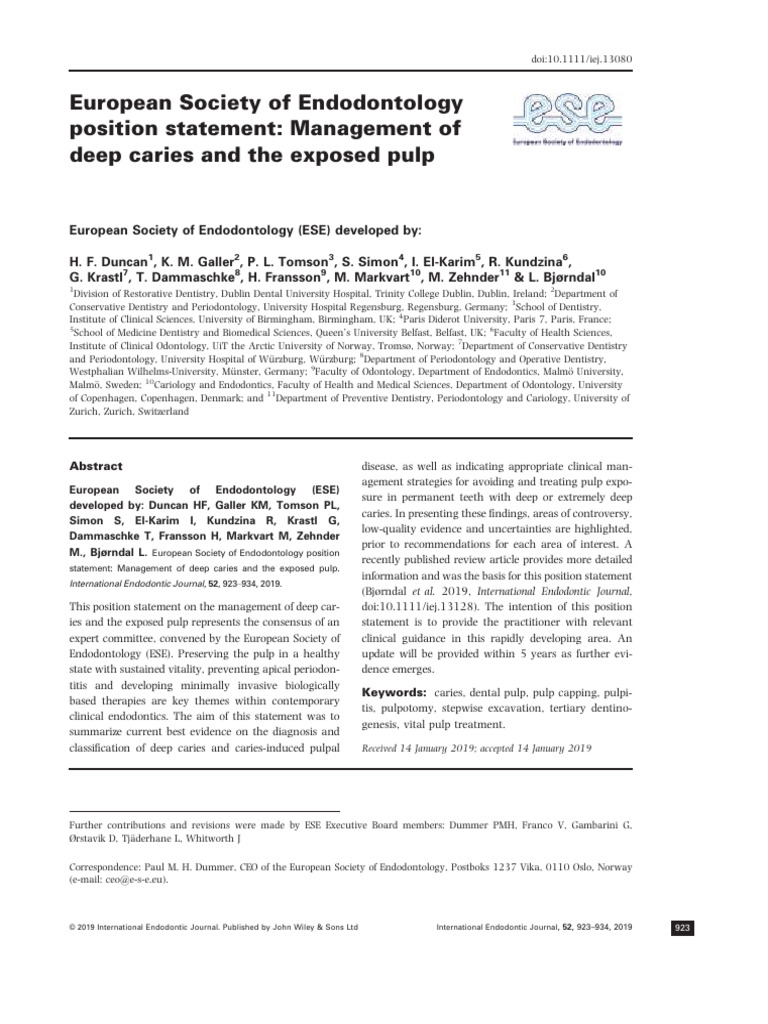 Management of Deep Caries and Exposed Pulp | PDF | Mouth | Dentistry ...