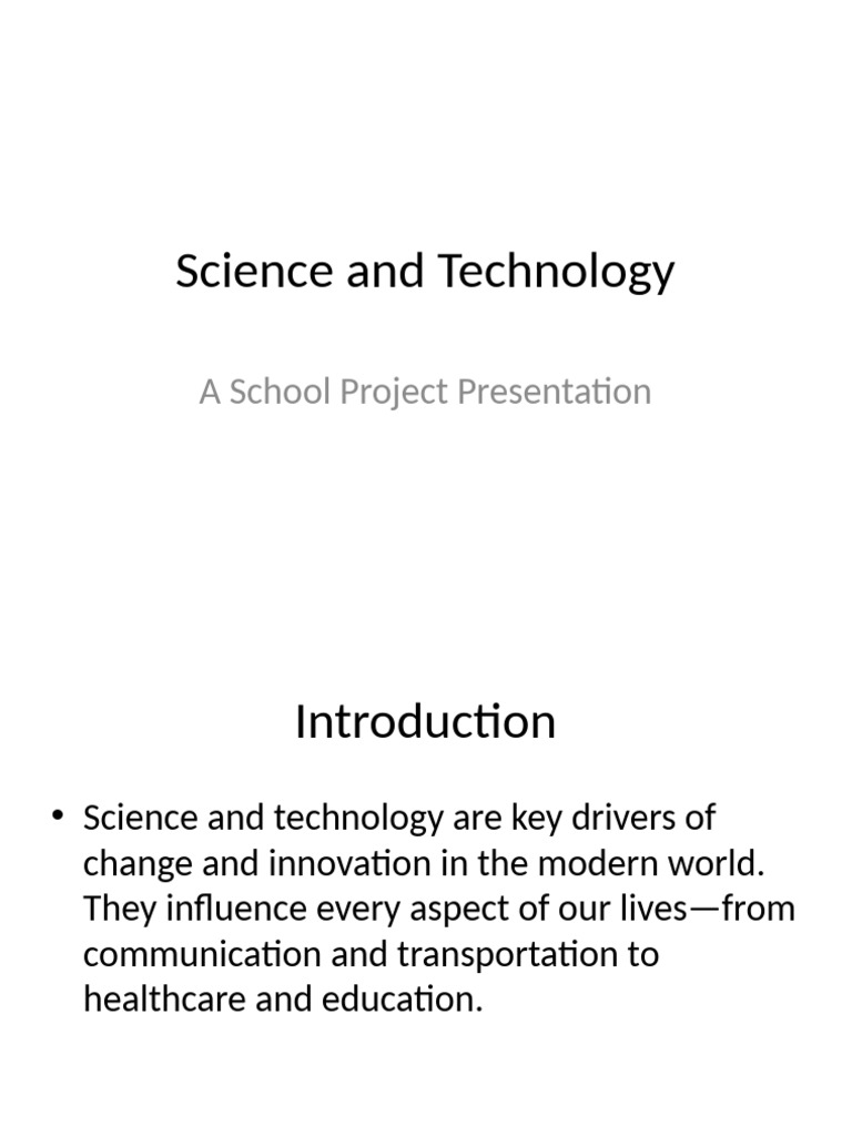 Science and Technology Project Overview | PDF