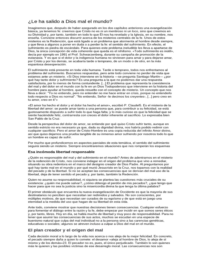 Le Ha Salido A Dios Mal El Mundo | PDF | Pecado | Amor