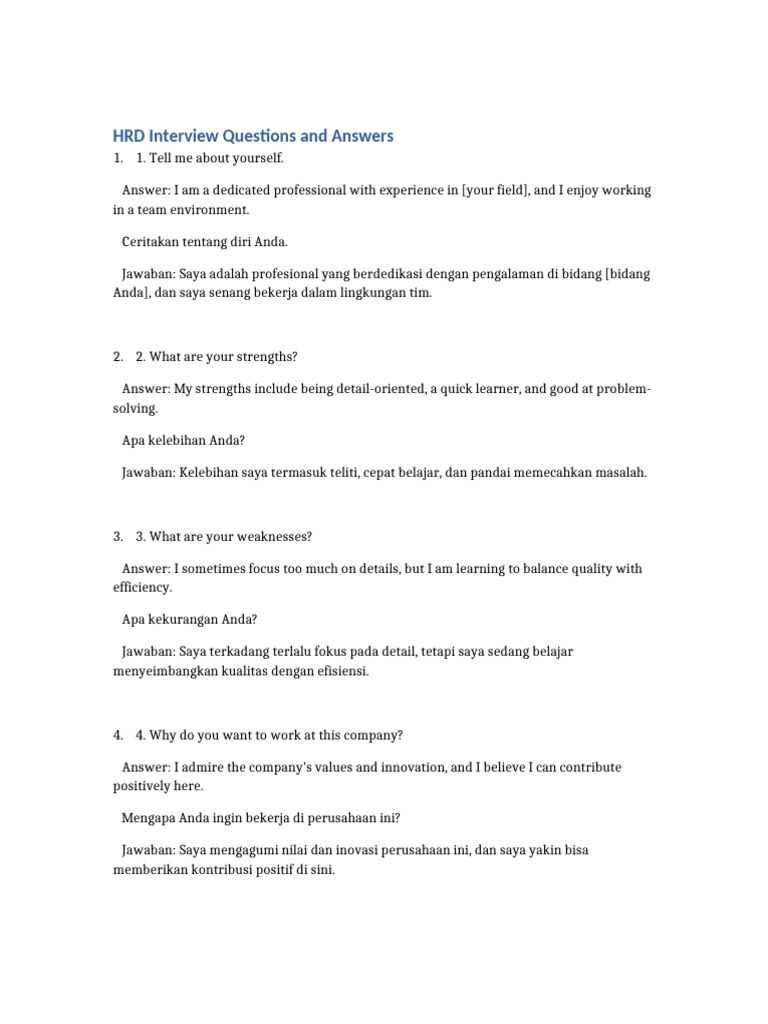 HRD Interview Questions With Answers 2 | PDF