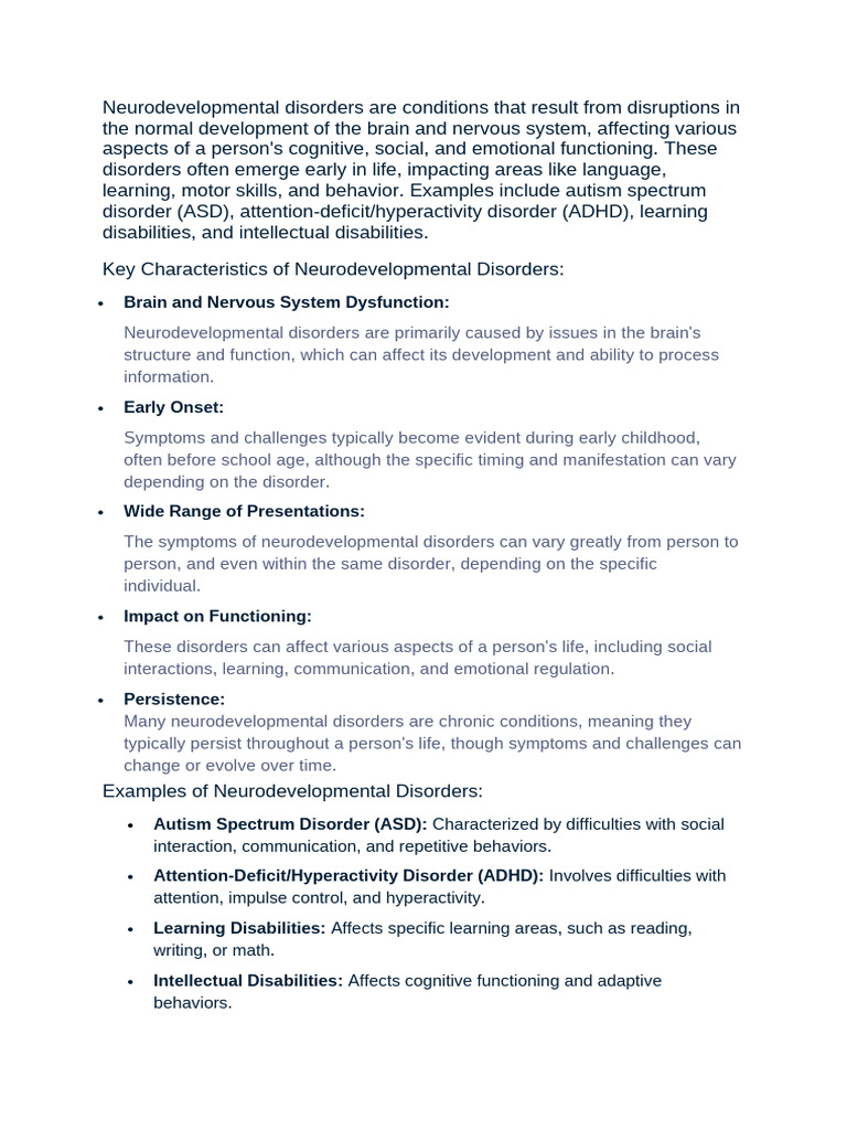 Neurodevelopmental Disorders Are | PDF | Mental Disorder | Autism