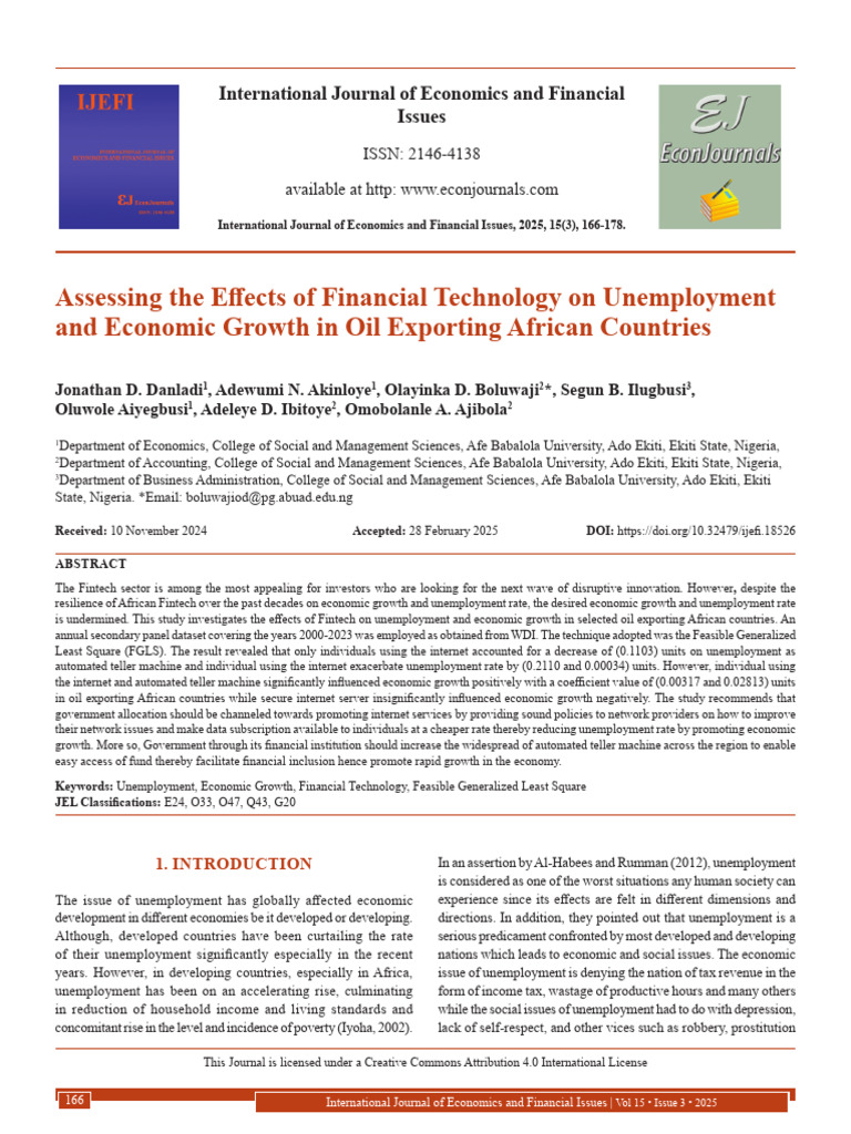 Assessing The Effects of Financial Technology On U | PDF | Economic ...