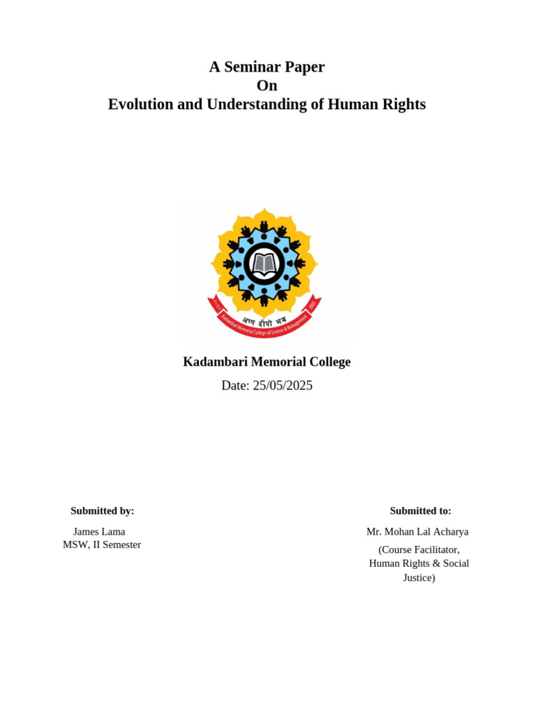 JAMES - Human Right Seminar Paper | PDF | Human Rights | Social Work