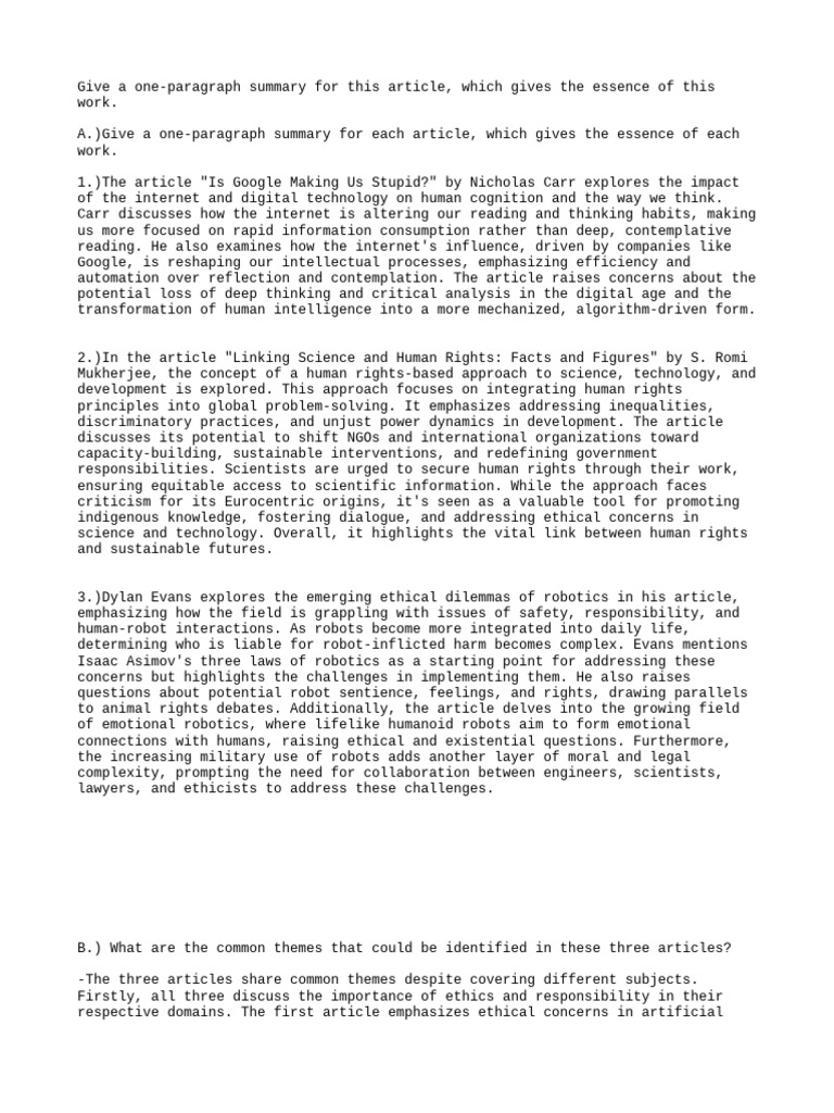 Give a One-paragraph Summary for Th | PDF | Artificial Intelligence ...