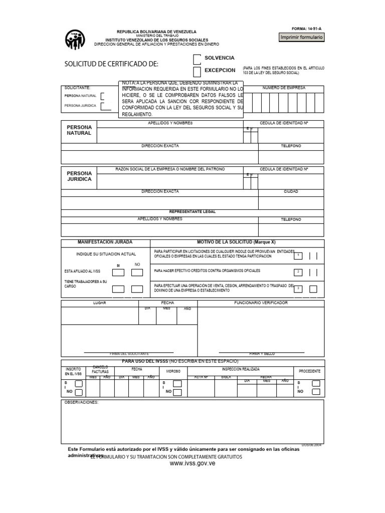 14 - 91a Solicitid de Solvencia Excepcion | PDF