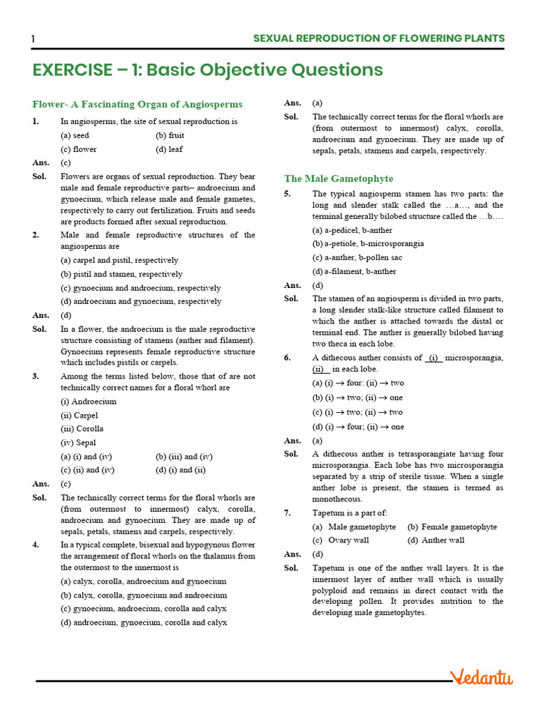 Sexual Reproduction of Flowering Plants EX-1 | PDF | Pollen ...