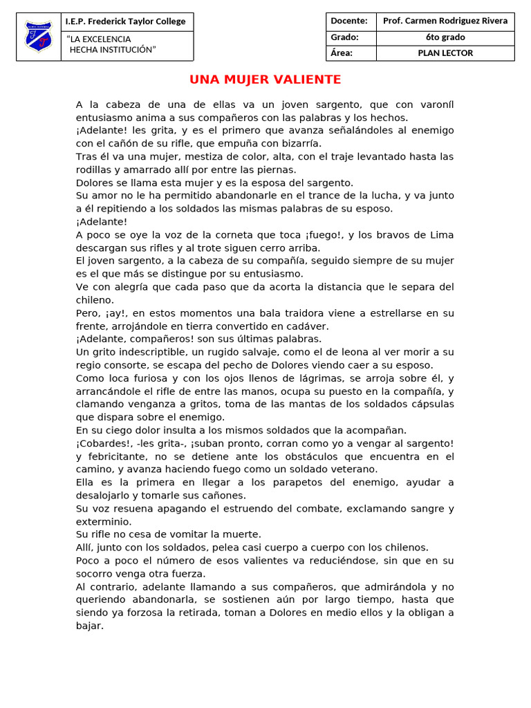 Fichas Plan Lector 6to - IV Unidad | PDF