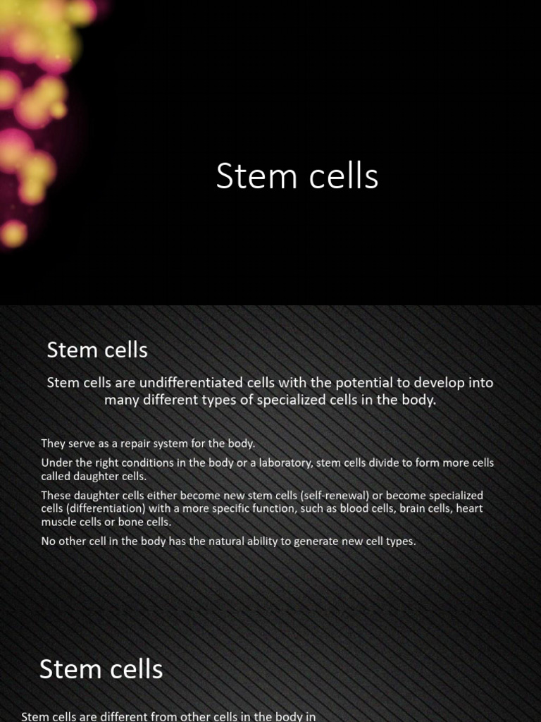 Understanding Stem Cells and Their Types | PDF | Cell Potency | Stem Cell