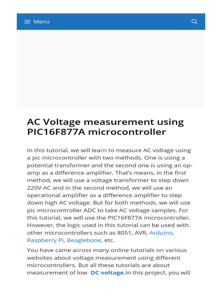AC Voltage Measurement Using Pic Microcontroller - Two Methods | PDF ...