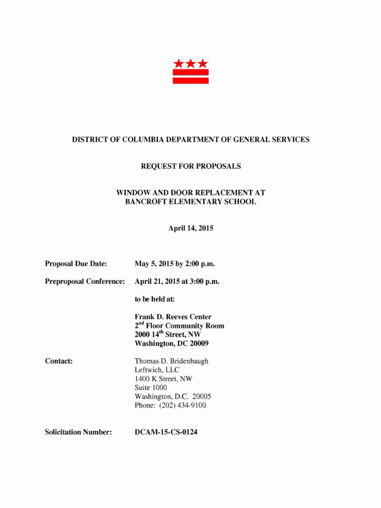 RFP for Window and Door Replacement - Bancroft ES - (Ocr) | PDF ...