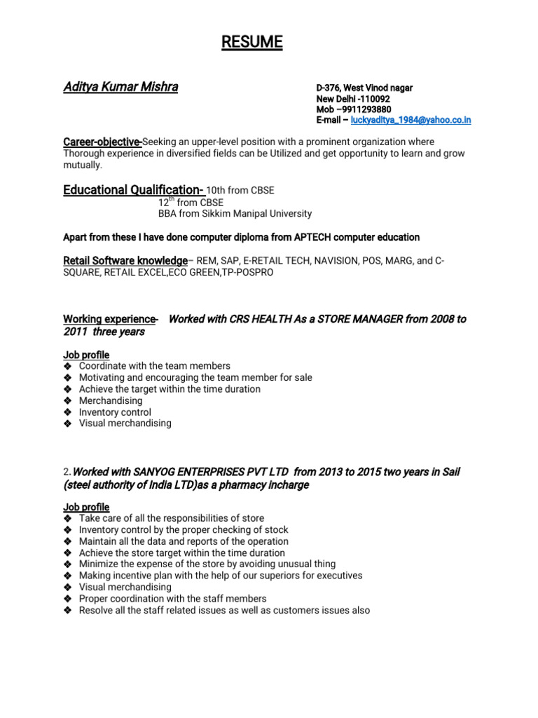Aditya Updated Resume | PDF