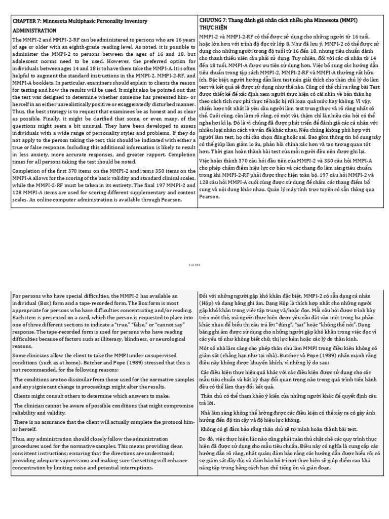 Viet Interpretation MMPI-2 | PDF