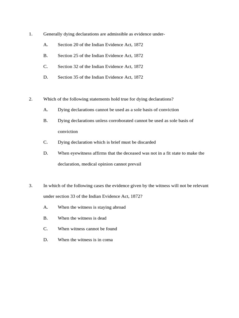 Indian Evidence Act: Key Sections Explained | PDF | Damages | Evidence ...