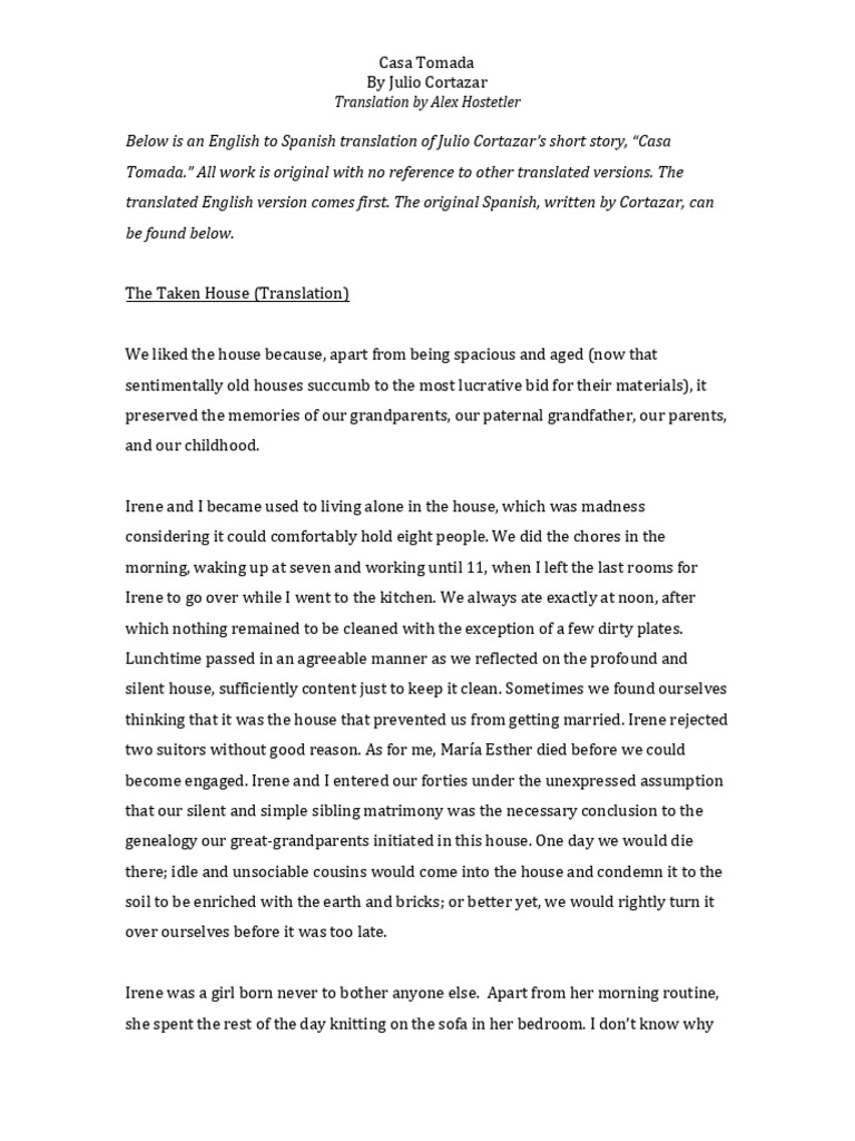 Translated: Casa Tomada Story | PDF | Room | Knitting