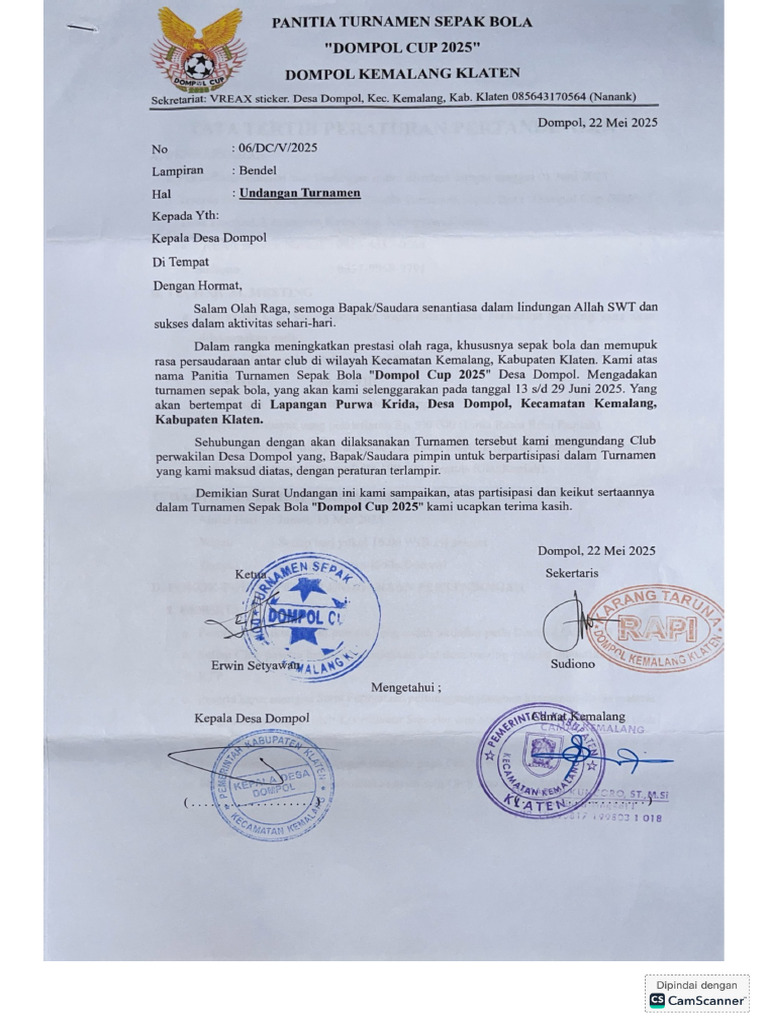 Undangan Dompol Cup 25 | PDF