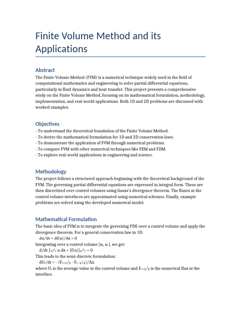 Finite Volume Method Project | PDF | Partial Differential Equation ...