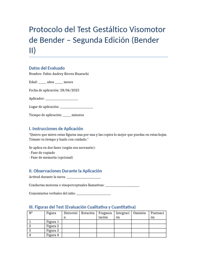Protocolo Bender II Fabio Rivera | PDF