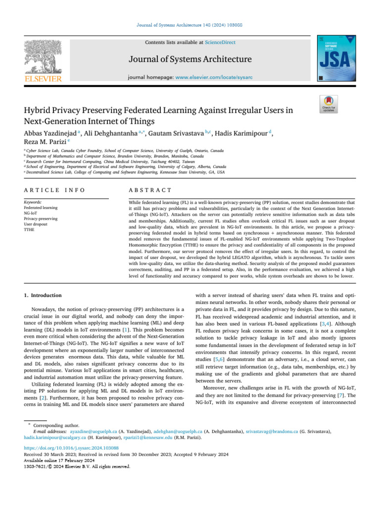 Hybrid Privacy Preserving Federated Learning Against Ir 2024 Journal of ...