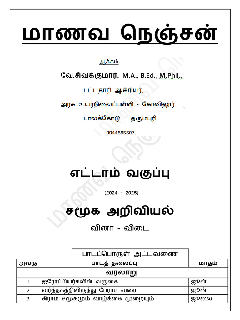8th Ss TM Guide 2024-25 | PDF