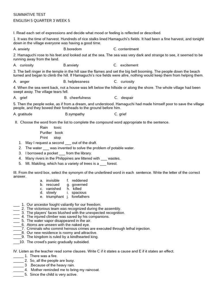 Lesson Exemplar Summative Test | PDF