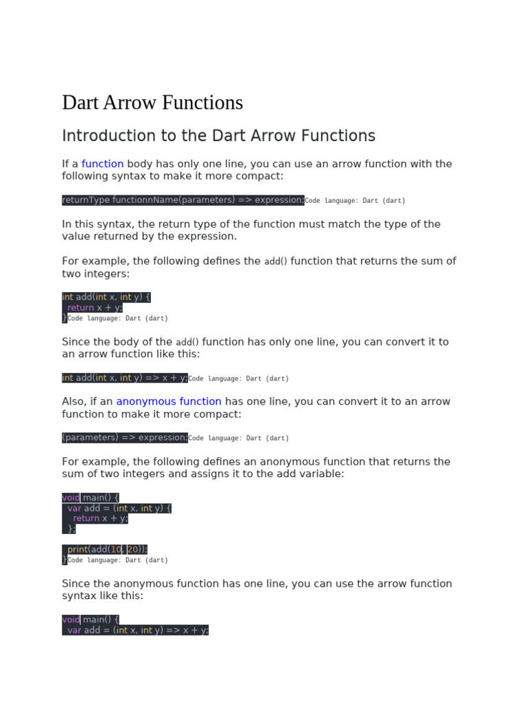 DART Arrow Function | PDF