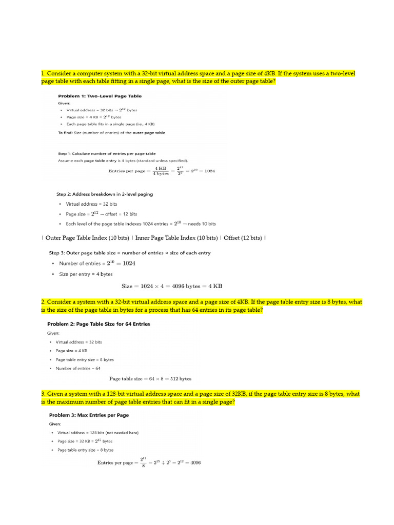 Paging Numerical Problems | PDF