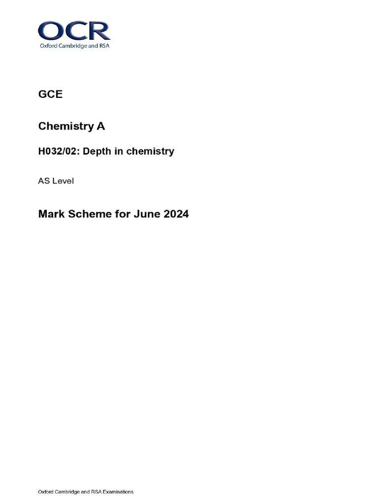 Stuvia 7236680 As Level May 2024 Ocr Chemistry A Paper 2 Mark Scheme | PDF