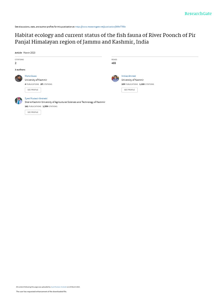Fish Fauna in Poonch River | PDF | Aquatic Ecosystem | Natural Environment