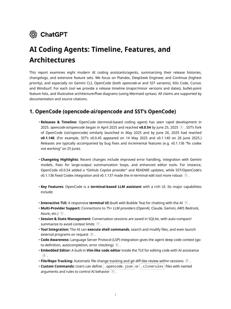 AI Coding Agents - Timeline, Features, and Architectures | PDF | Command Line Interface ...