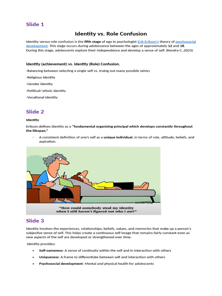 Identity vs. Role Confusion | PDF