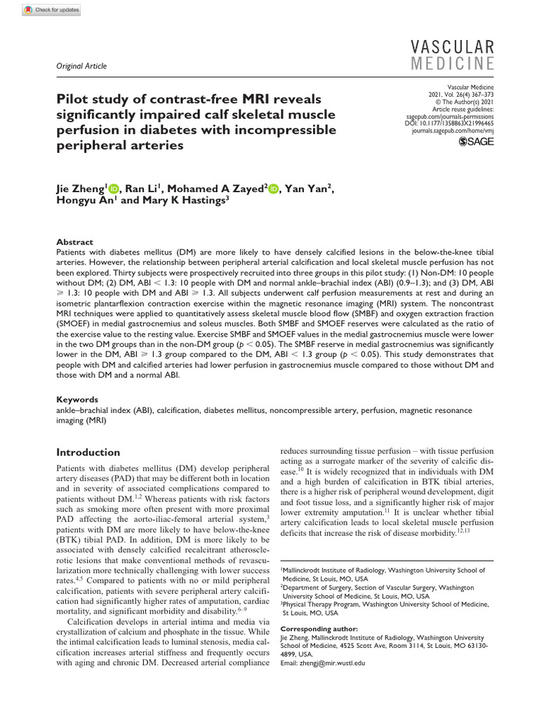 Zheng Et Al 2021 Pilot Study of Contrast Free Mri Reveals Significantly ...