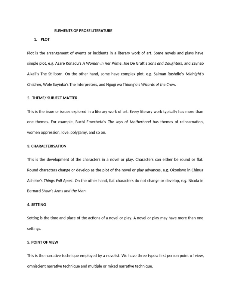 Elements of Prose Fiction | PDF