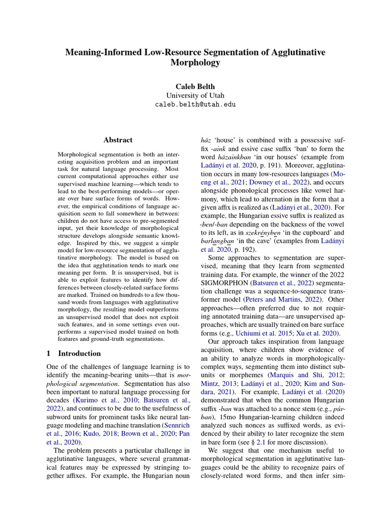SCiL 2024 Morphological Segmentation | PDF | Morphology (Linguistics) | Word