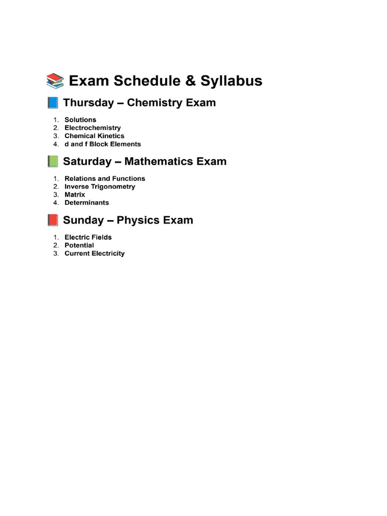 Exam Schedule & Syllabus | PDF
