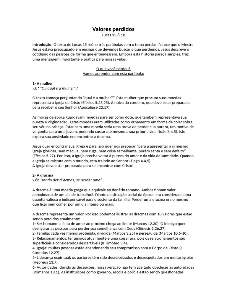 Valores Perdidos | PDF | Jesus | Amor