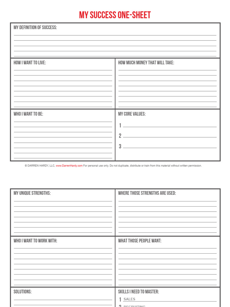 My Success One-Sheet Guide | PDF