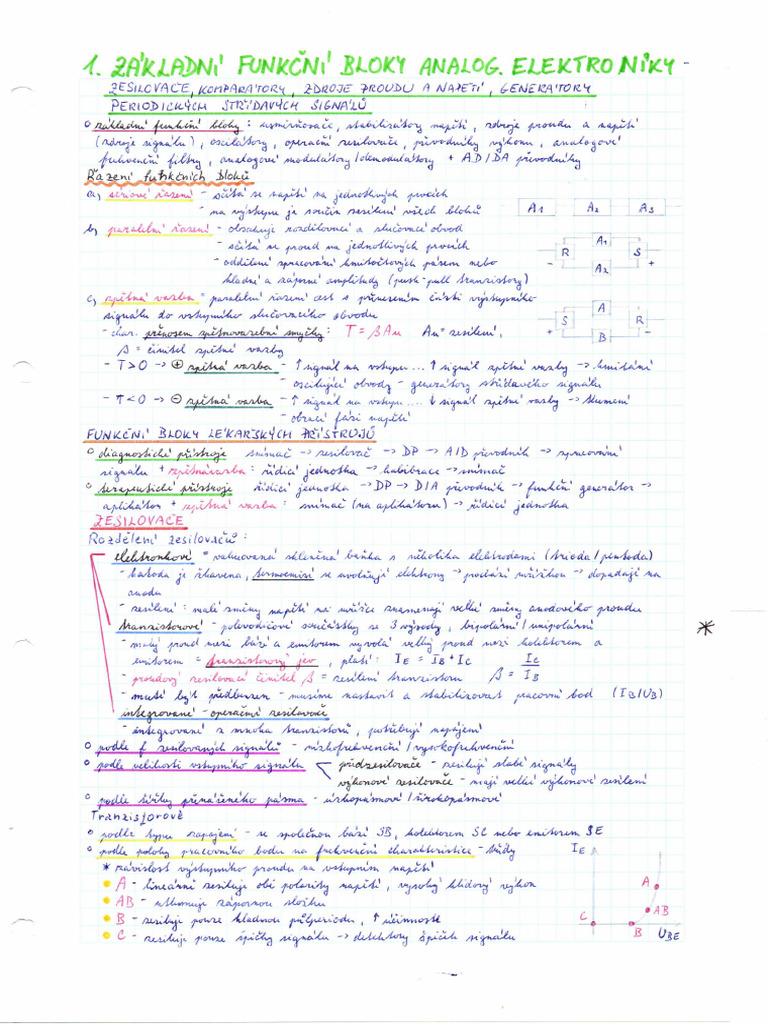 Základní Funkční Bloky Analogové Elektroniky | PDF