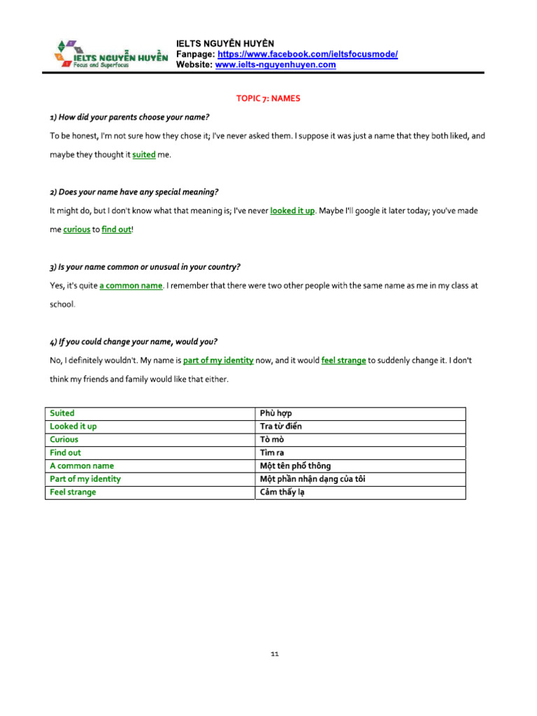 Speaking (Names) | PDF
